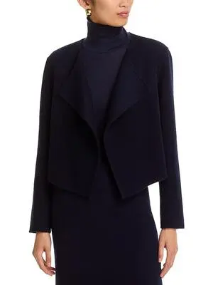 Lafayette 148 New York Foldover Lapel Crop Jacket - Ink