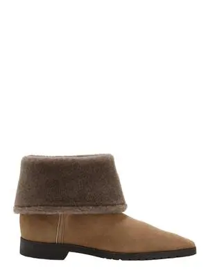 TOTEME Fold-down Shearling Ankle Boots - Tan