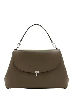 TOTEME T-lock Leather Satchel Taupe