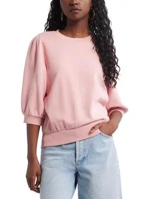 Treasure & Bond Puff Sleeve Crewneck Sweatshirt - Pink Beauty