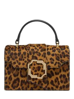 MALONE SOULIERS Mini Leopard Audrey Top-handle Bag - Brown