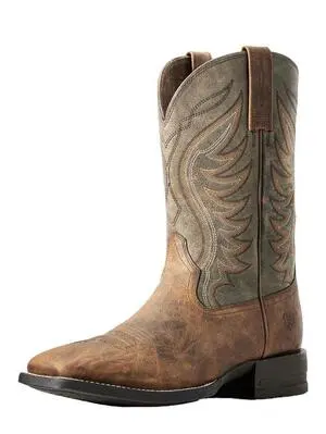Ariat Ranch Work Cowboy Boot - Sorrel Crunch/army Green