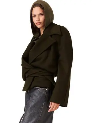 Stella McCartney Cropped Belted Trench Jacket - Dark Khaki