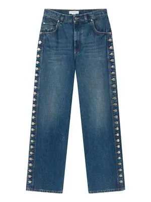 Stella McCartney Popper-studded Straight-leg Jeans - Dark Blue