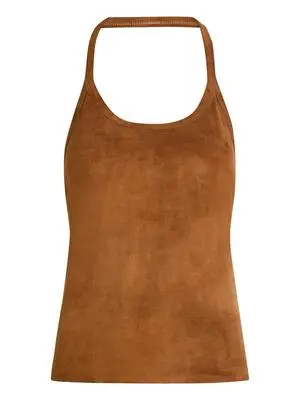 Stouls Stretch-suede Halterneck Top - Tan
