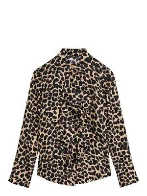 BALMAIN Leopard-Print Silk Blouse