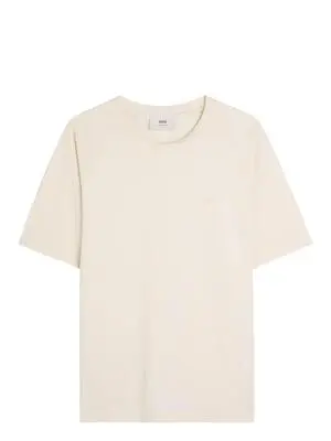 Ami Logo-embroidered Cotton T-shirt - Ivory