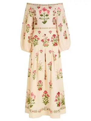 Agua Bendita Floral-print Linen Maxi Dress - Multicoloured