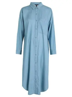 EILEEN FISHER Cotton Chambray Midi Shirt Dress