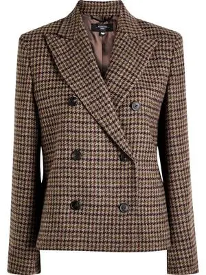 Max Mara Houndstooth Wool-blend Blazer - Grey