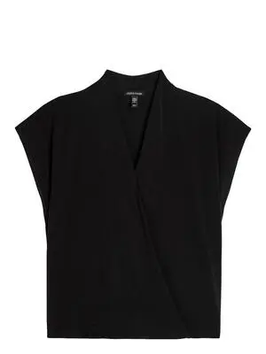 Eileen Fisher Wrap-effect Jersey Blouse - Black