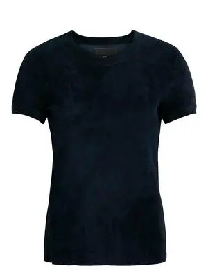 Stouls Stretch-suede T-shirt - Navy