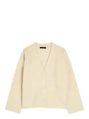 JOSEPH Ribbed Merino Wool Cardigan - Cream