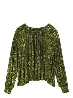 Rabanne Sequin-embellished Mesh Top - Green