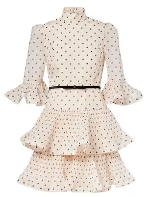 Zimmermann Polka-dot Ruffled Minidress - Beige