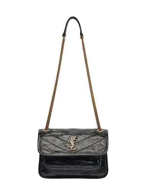 Saint Laurent Niki Mini Leather Crossbody Bag - Black
