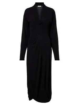 LEMAIRE Draped Crêpe Jersey Maxi Dress - Black