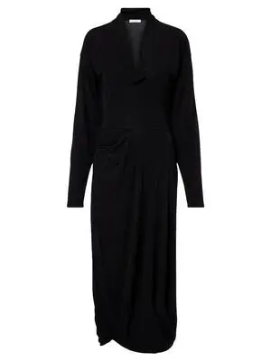 LEMAIRE Draped Crêpe Jersey Maxi Dress - Black