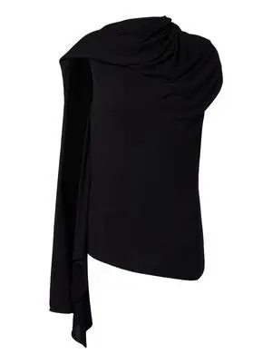 THE ROW Isadra Draped Jersey Top - Black