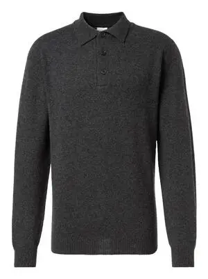 Sunspel Wool Polo Sweater - Grey