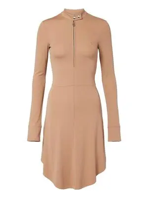 COURREGES Courrèges Biker Crêpe Jersey Minidress - Beige