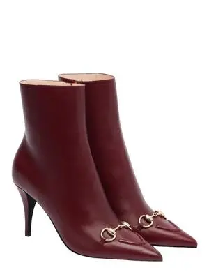 Gucci Horsebit Leather Ankle Boots - Burgundy