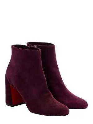 CHRISTIAN LOUBOUTIN Jane 85 Suede Ankle Boots - Burgundy