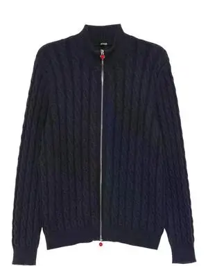 Kiton Cable-knit Zip-up Cardigan - Blue