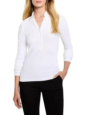 NIC+ZOE Ribbed Knit Polo Top - Paper White