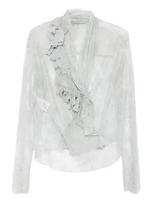 Alberta Ferretti Lace Ruffled Top - Neutrals