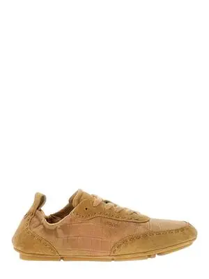 Fendi Crocodile-effect Leather Sneakers - Brown