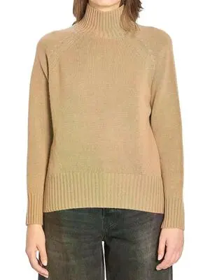 ALLUDE Turtleneck Ribbed-trim Sweater - Brown