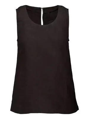 120% Lino Sleeveless Linen Top With Keyhole Detail - Black