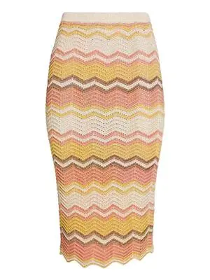 Retrofete Chevron-pattern Crochet Skirt - Yellow