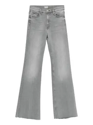 MOTHER Frayed-hem Flare Jeans - Grey