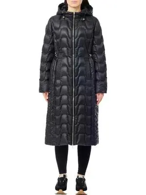 Liu Jo Quilted Coat With Hood - Black