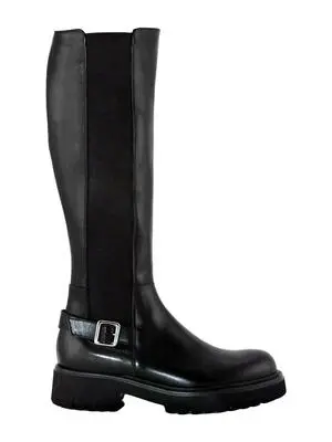 GUGLIELMO ROTTA Buckle-detail Leather Knee High Boots - Black