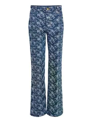 Giambattista Valli Floral Embroidered Denim Trousers - Blue