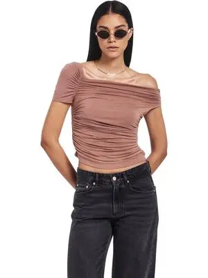 NINETY PERCENT Katie Ruched Top - Sandalwood