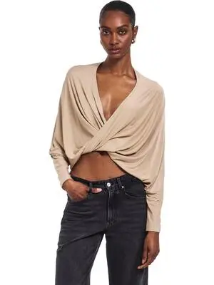 NINETY PERCENT Harper Twist Front Top - Taupe