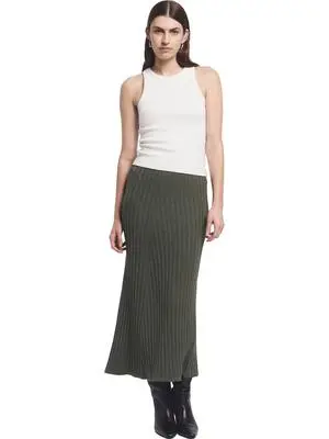 NINETY PERCENT Maia Ribbed Maxi Skirt - Green Marl