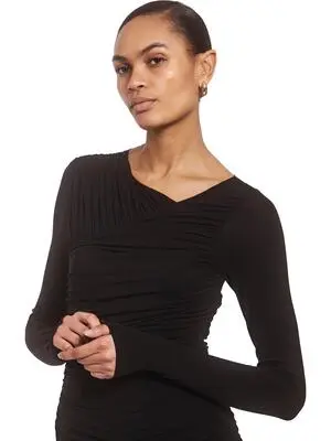 NINETY PERCENT Mona Long Sleeve Top - Black