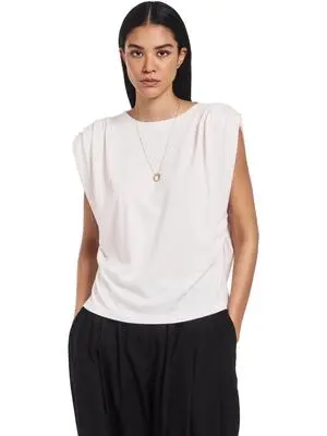 NINETY PERCENT Kaia Pleated Tank Top - Off White