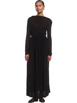 NINETY PERCENT Romy Long Sleeve Draped Maxi Dress