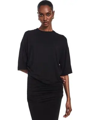 NINETY PERCENT Aria Ruched Tee - Black