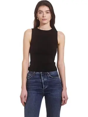 NINETY PERCENT Maya Cropped Tank - Black