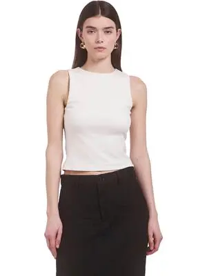 NINETY PERCENT Maya Cropped Tank - Chalk White