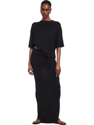 NINETY PERCENT Leah Ruched Maxi Skirt - Black