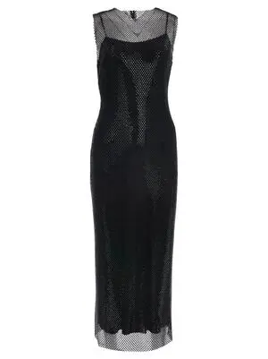 Alberta Ferretti Mesh-paneled Midi Dress - Black