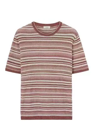 Agnona Linsee Jacquard Striped Knit T-shirt - Red